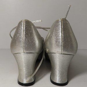 Thom McAn | Shoes | Vintage Thom Mcan Silver Heel Lace Metallic Dress ...